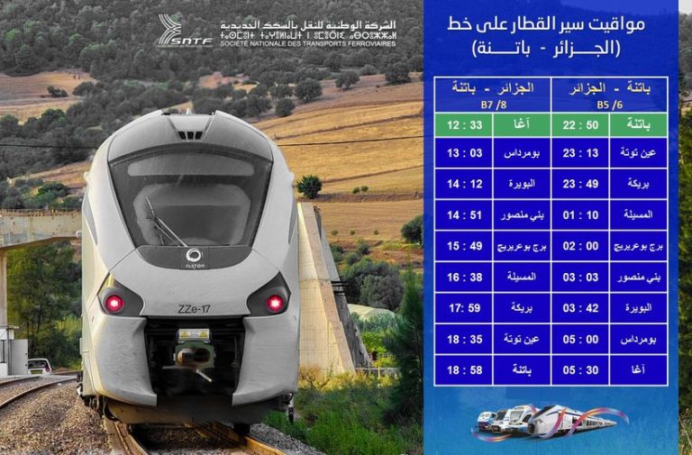 SNTF : horaires du train Alger - Batna - Algérie Zoom
